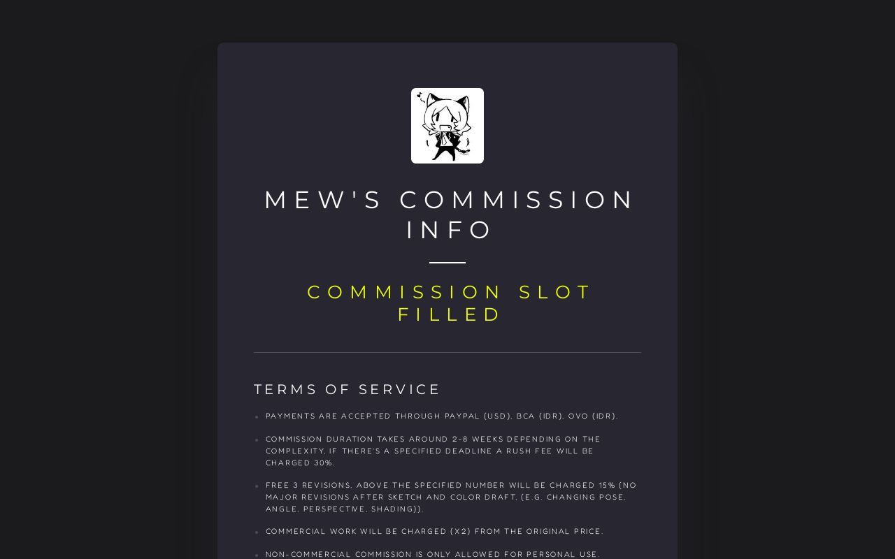 Mew's commission